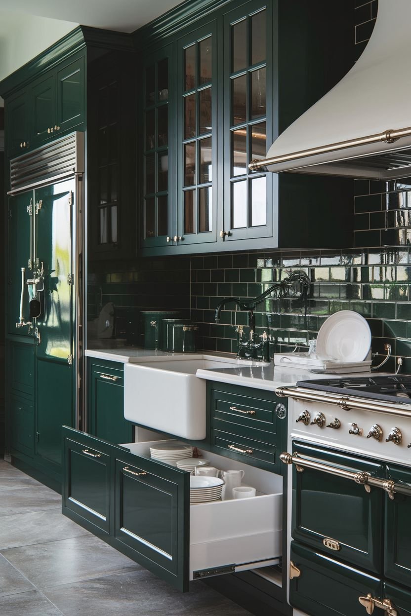 29 Modern Dark Green Kitchen Ideas