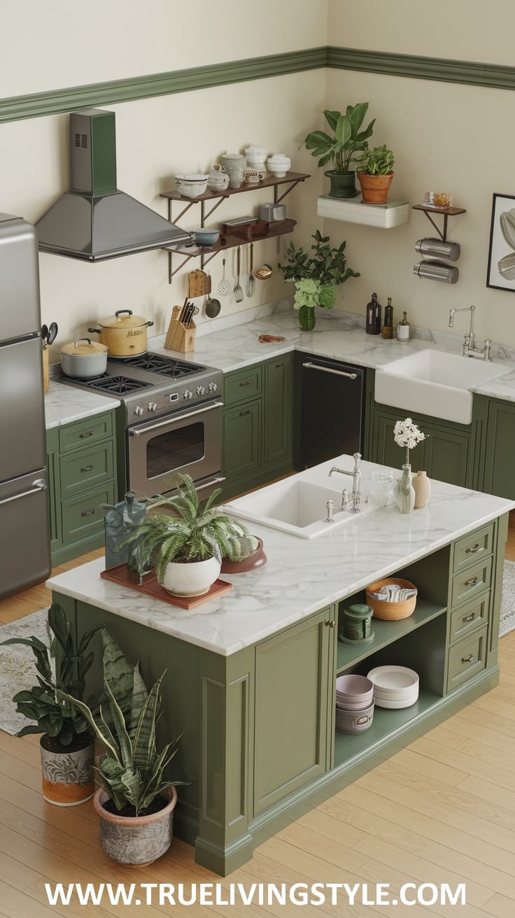 32 Elegant Green Kitchen Designs for a Sleek Interior