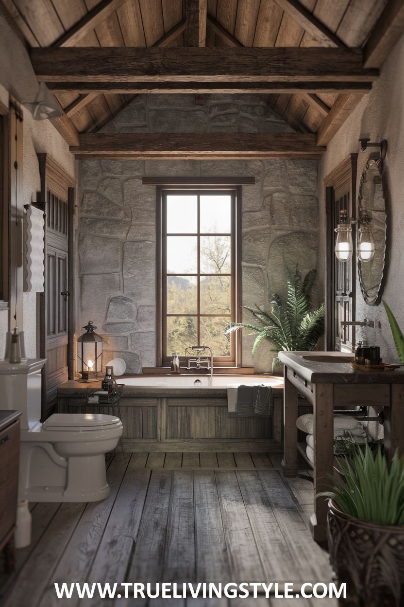 28 Charming Rustic Bathroom Design Ideas