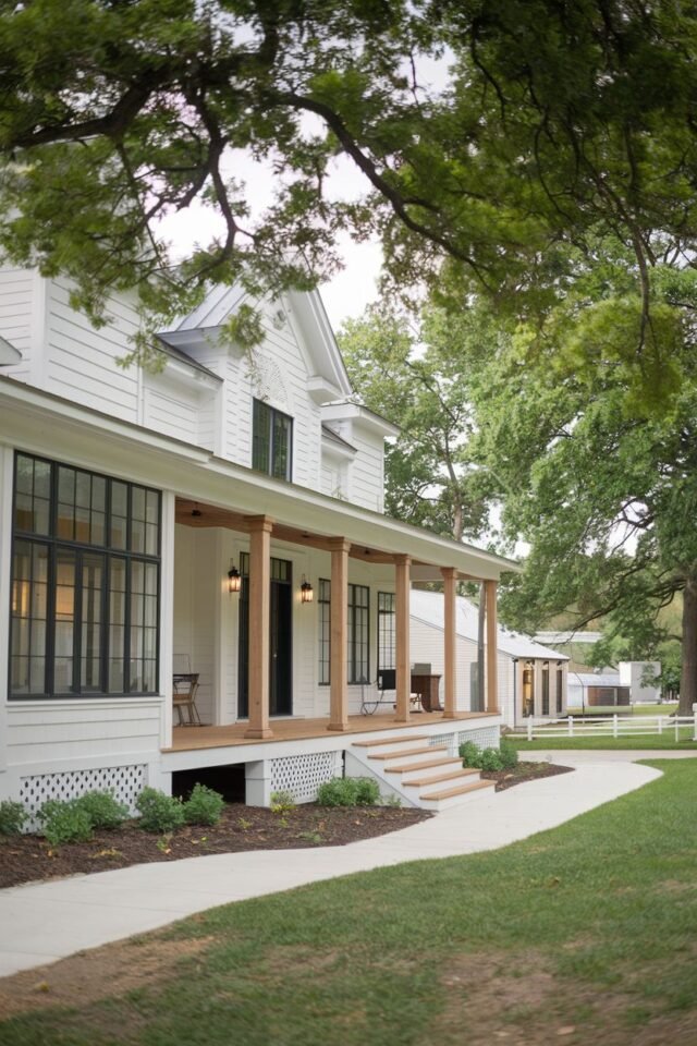 29 White Farmhouse Exterior Designs That Feel Warm and Inviting