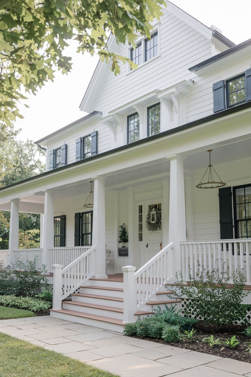 29 White Farmhouse Exterior Designs That Feel Warm and Inviting